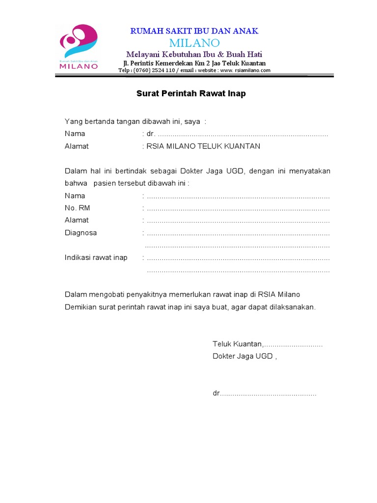 Surat Perintah Rawat Inap | PDF