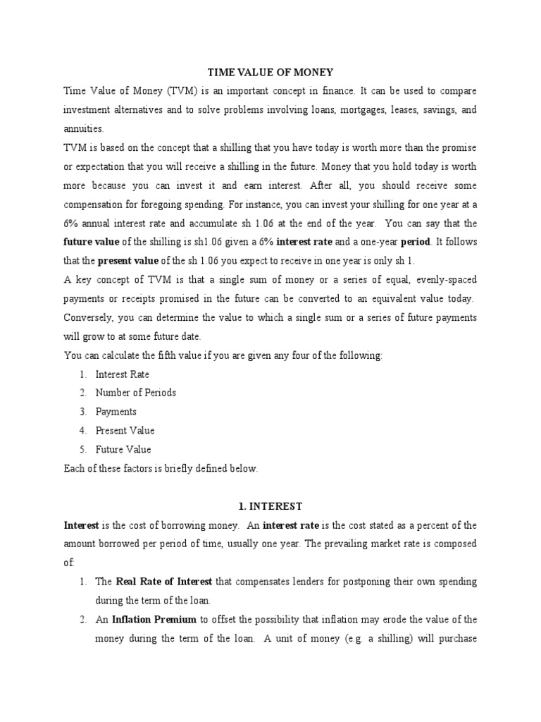 Introduction To Finance-Time Value of Money | PDF | Present Value ...
