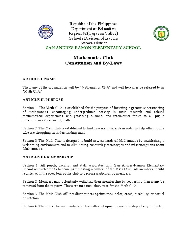 Mathematics Club-Constitution and by Laws | PDF | Government | Justice