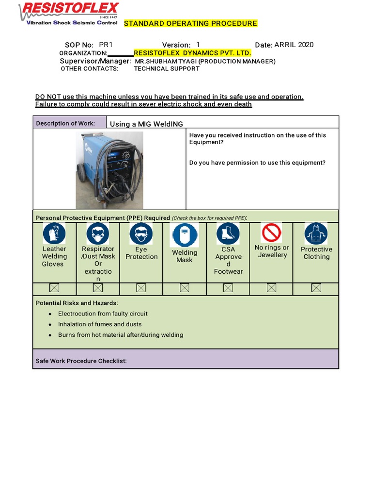 Sop Welder Mig | PDF