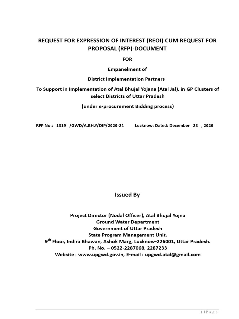 Request For Expression of Interest (Reoi) Cum Request For Proposal (RFP ...