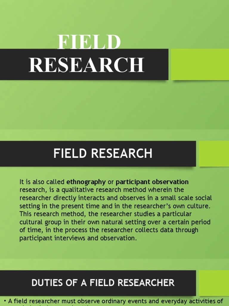 FIELD RESEARCH METHODS | PDF | Ethnography | Field Research