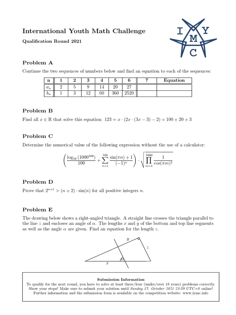 IYMC Qualification Round 2021 | PDF