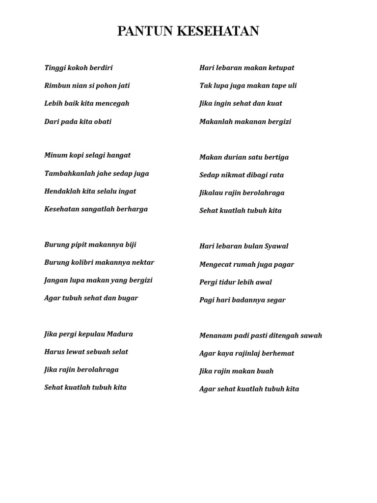 Pantun Kesehatan untuk Hidup Sehat | PDF | Gaya Hidup