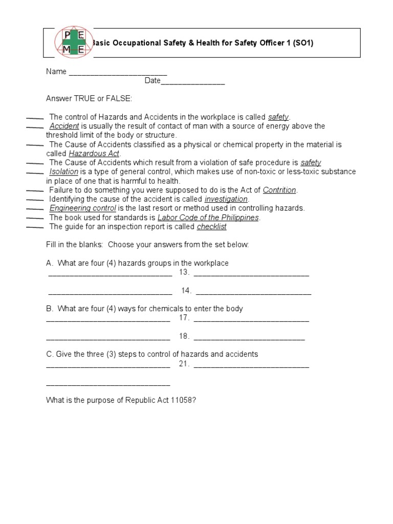 Bosh So1 Post Test | PDF