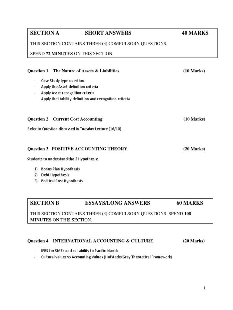 Section A Short Answers 40 Marks: This Section Contains Three (3 ...
