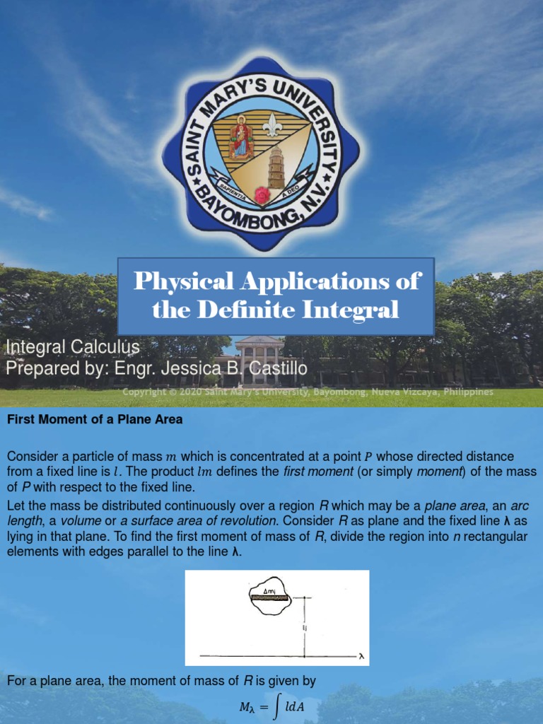Physical Applications of The Definite Integral | PDF | Area | Integral