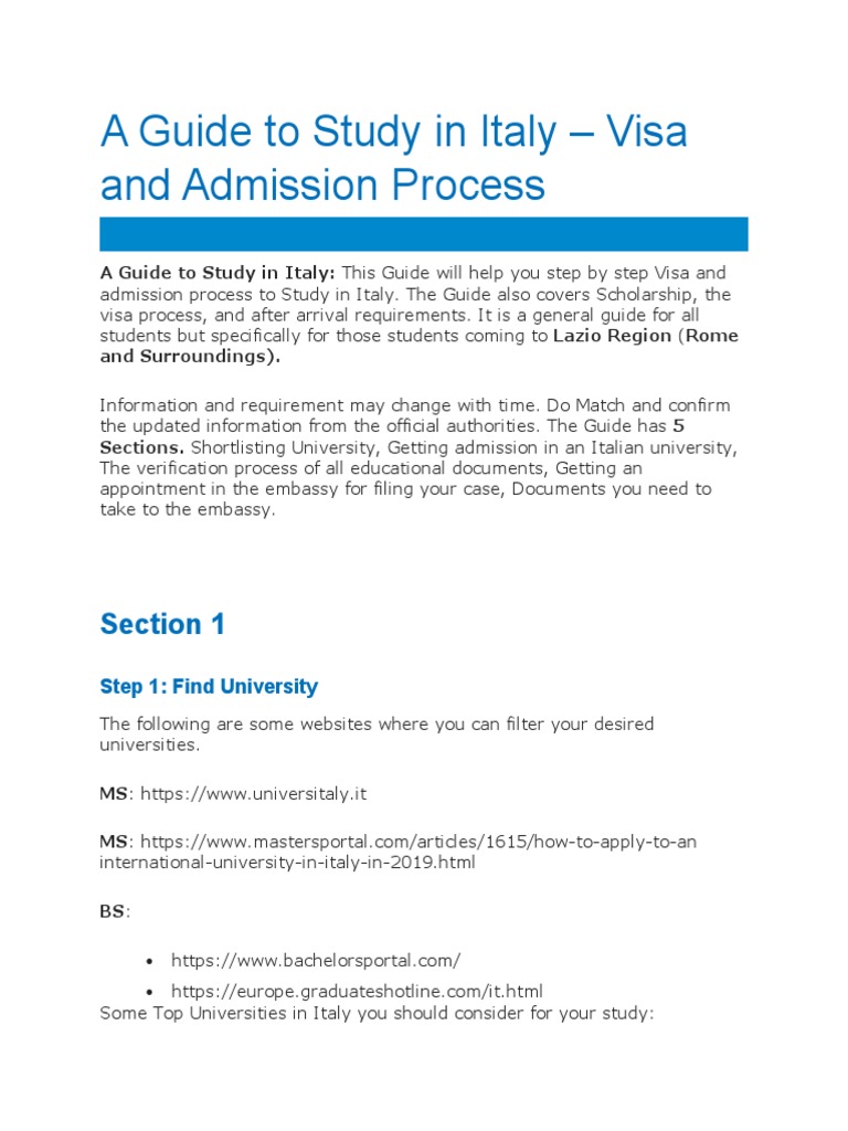A Guide To Study in Italy | PDF | University And College Admission ...