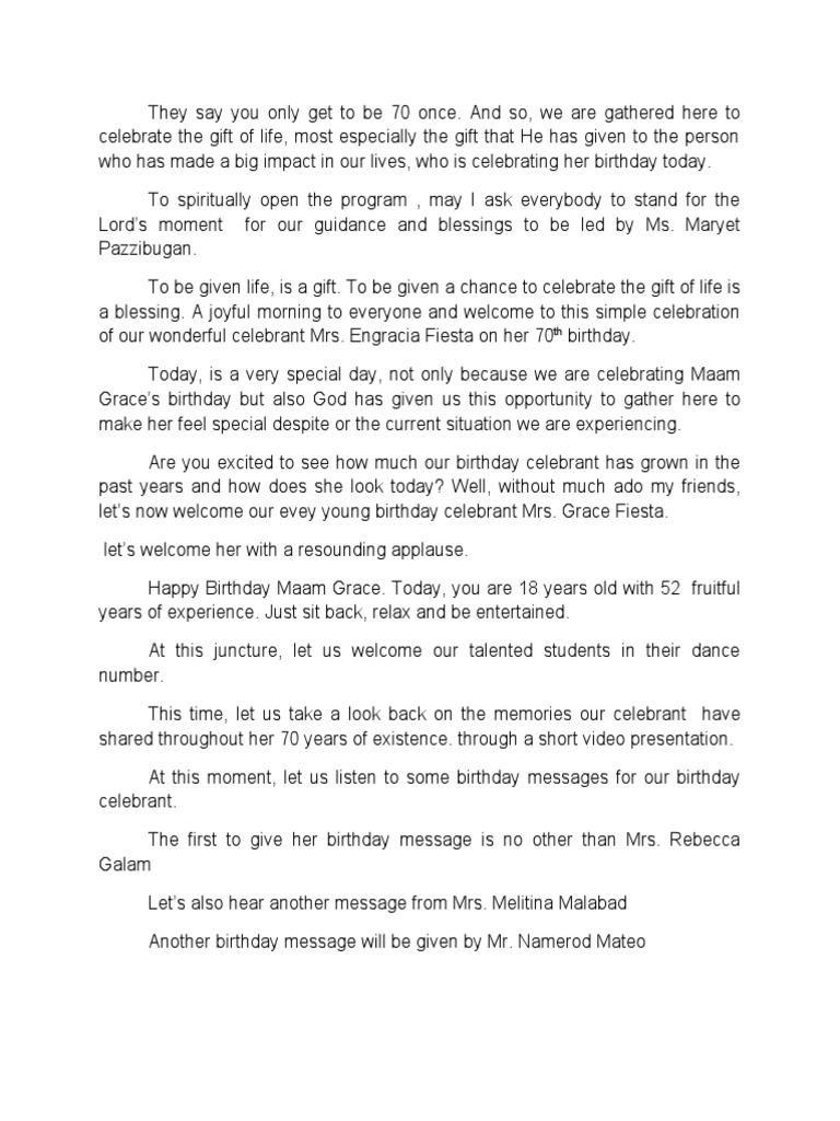 Birthday Script | PDF