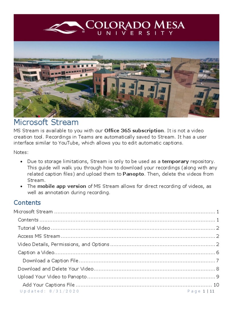 How to Caption and Upload Videos from Microsoft Stream to Panopto | PDF ...
