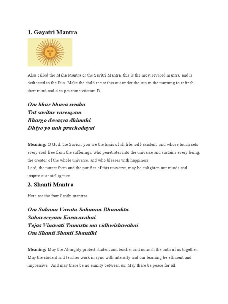 Gayatri Mantra: Om Bhur Bhuva Swaha Tat Savitur Varenyam Bhargo Devasya ...