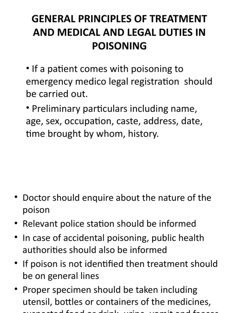 General Principles of Treatment and Medical and Legal Duties in ...