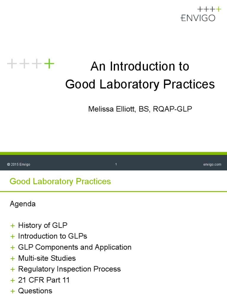 An Introduction To Good Laboratory Practices: Melissa Elliott, BS, RQAP ...