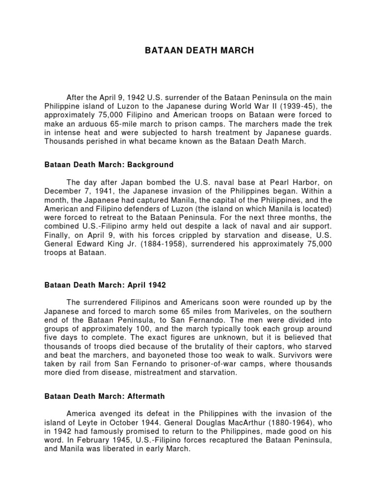 Bataan Death March | PDF | Global Conflicts | World War II Operations ...