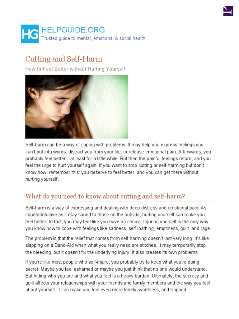 What Do You Need To Know About Cutting and Self-Harm? | PDF | Self Harm ...