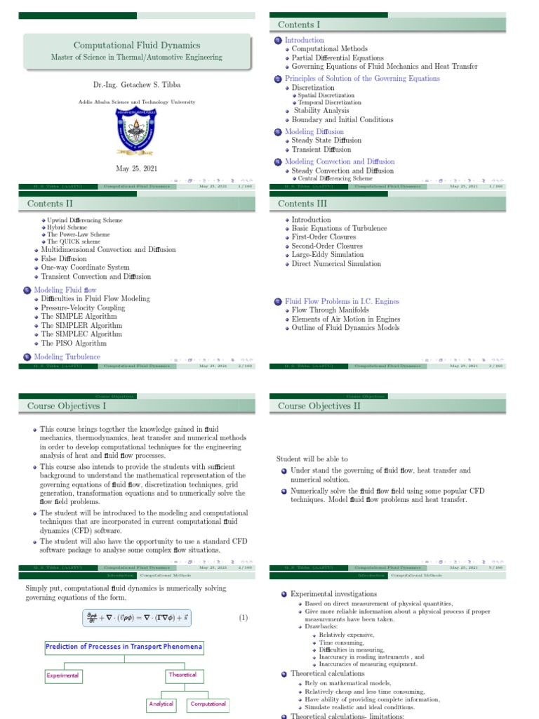 Slide AASTU | PDF | Partial Differential Equation | Computational Fluid Dynamics