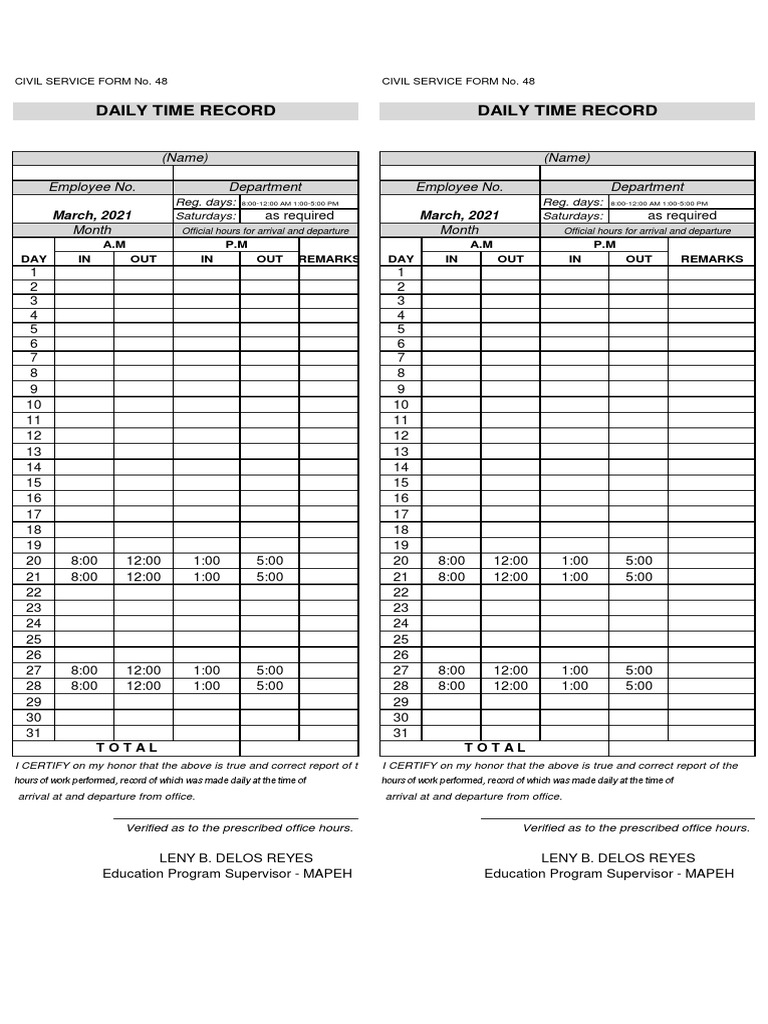 DTR Service Credit Mapeh | PDF
