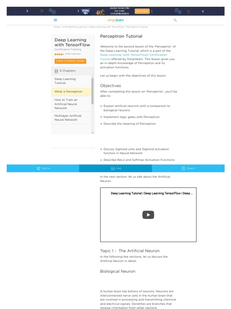 What Is Perceptron - Simplilearn | PDF | Neuron | Artificial Neural Network
