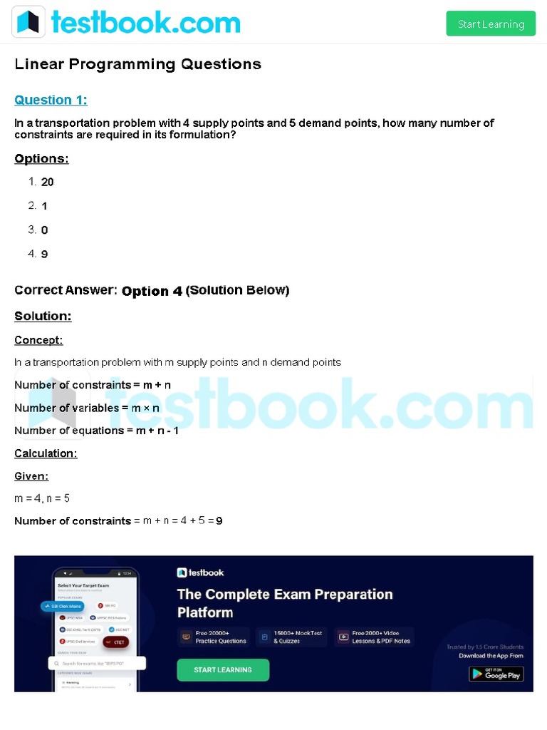 Linear+Programming MCQ by Testbook | PDF