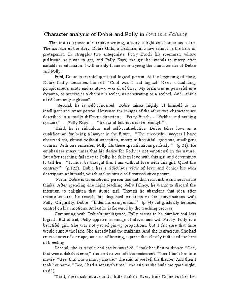 Character Analysis of Dobie and Polly in | PDF | Philosophy | General ...