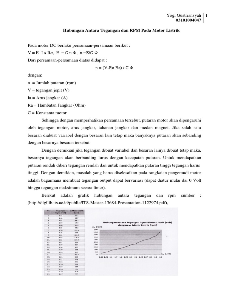 Hubungan Antara Tegangan Dan RPM Pada Motor Listrik | PDF