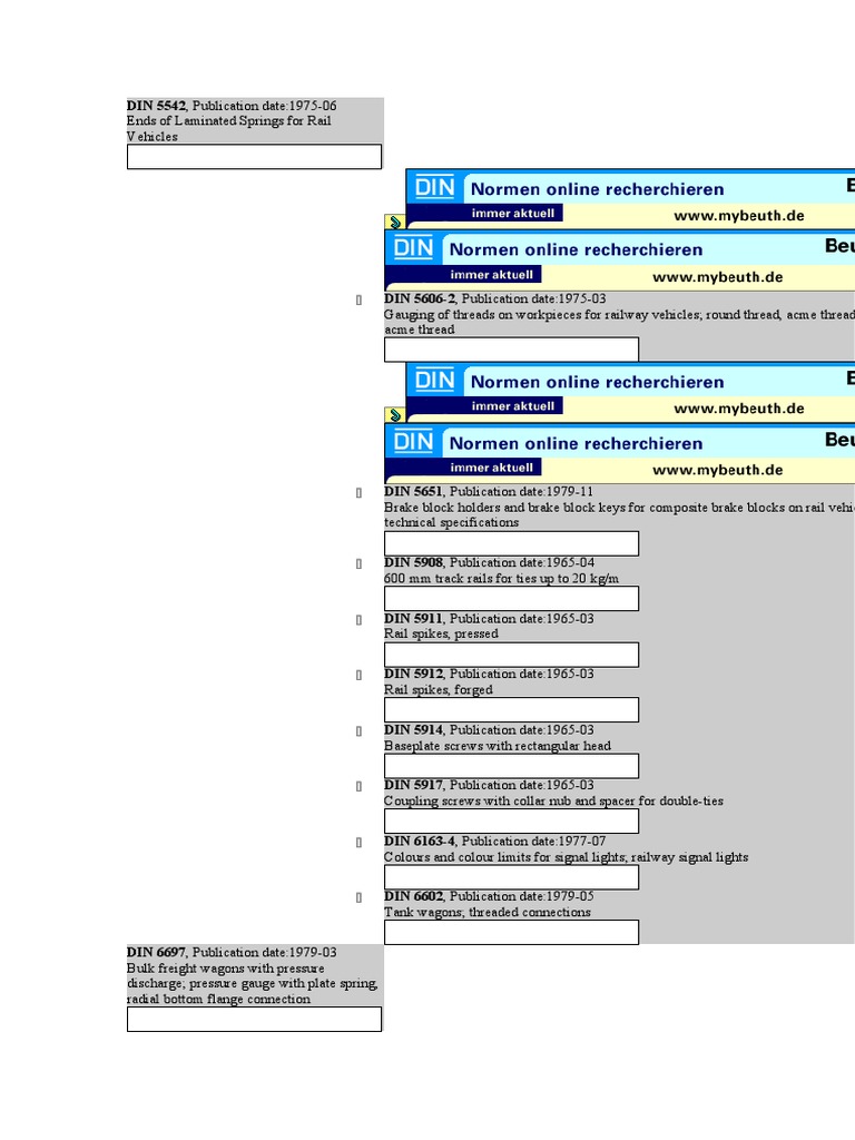 DIN Standards | PDF | Screw | Track (Rail Transport)