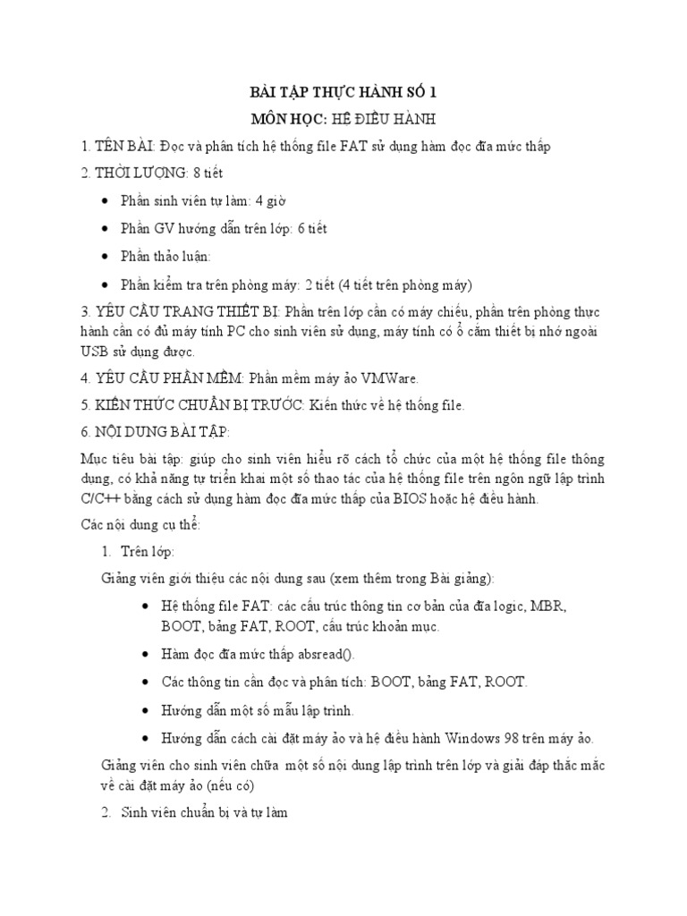 Bai Tap Thuchanh HDH | PDF