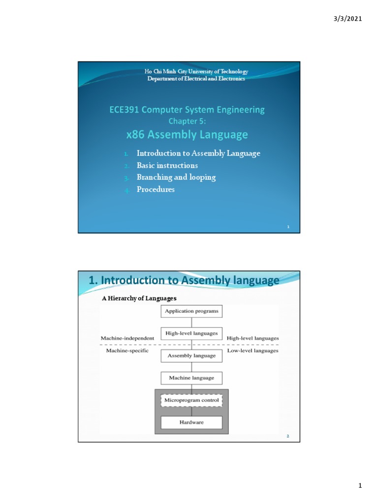 2021 - ECE391 - Ch5 - x86 Assembly Language | PDF | Assembly Language ...