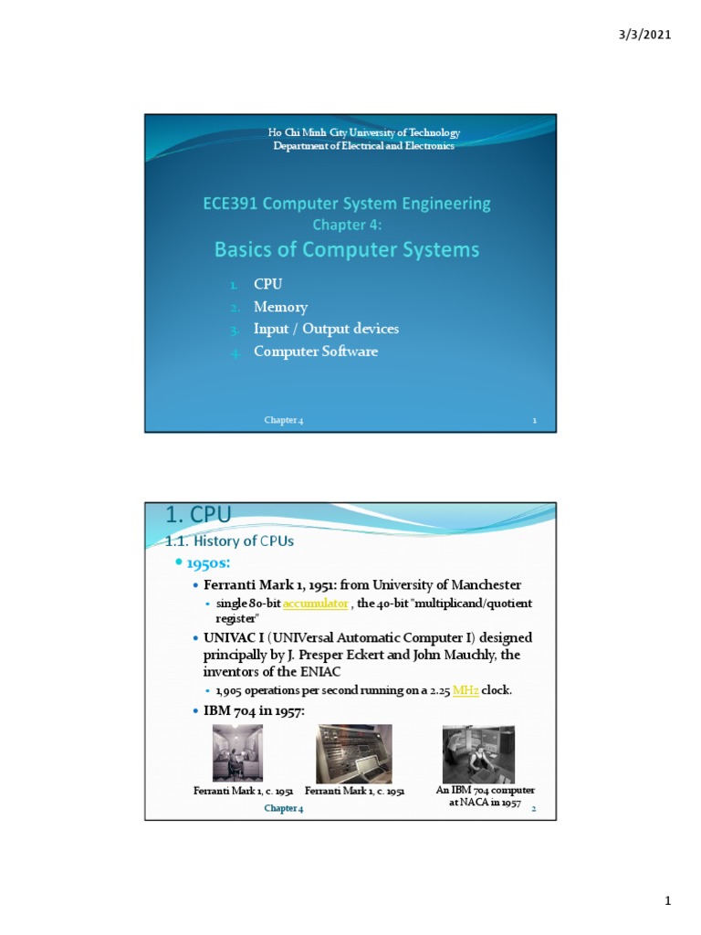 2021 ECE391 Ch4 Basics of Computer Systems | PDF | Input/Output | Computer Hardware