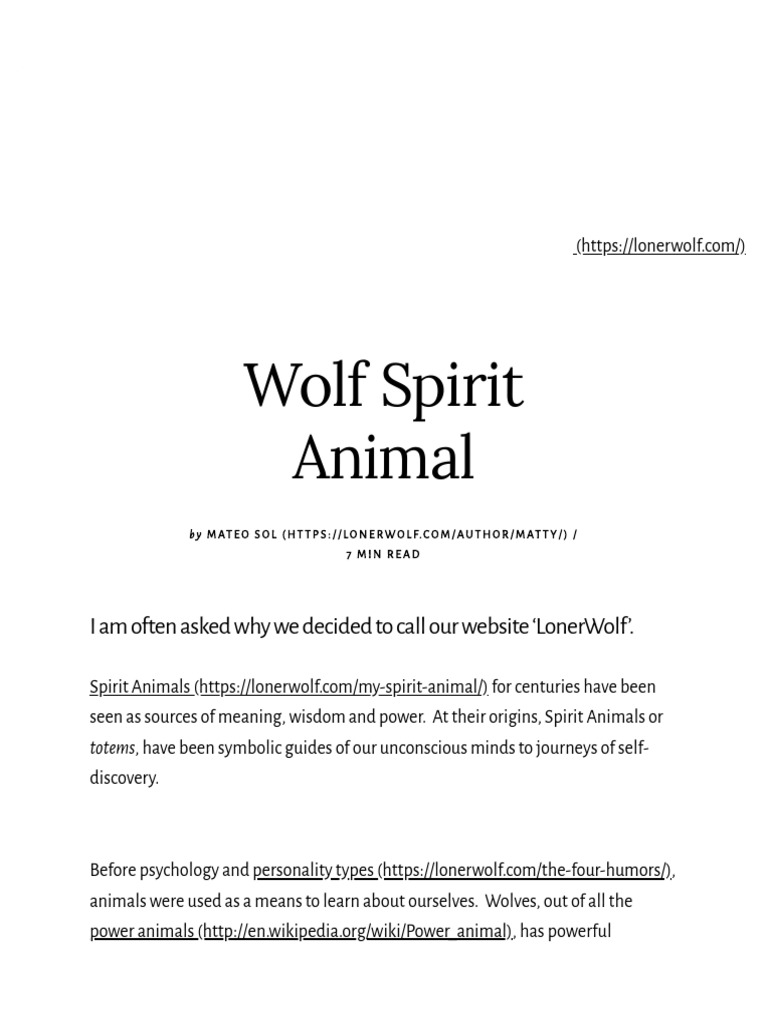 Wolf Spirit Animal - LonerWolf | PDF | Dream | Pack (Canine)