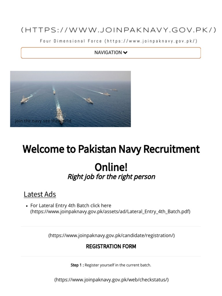 Welcome To Pakistan Navy Recruitment Online!: (HTTPS://WWW ...