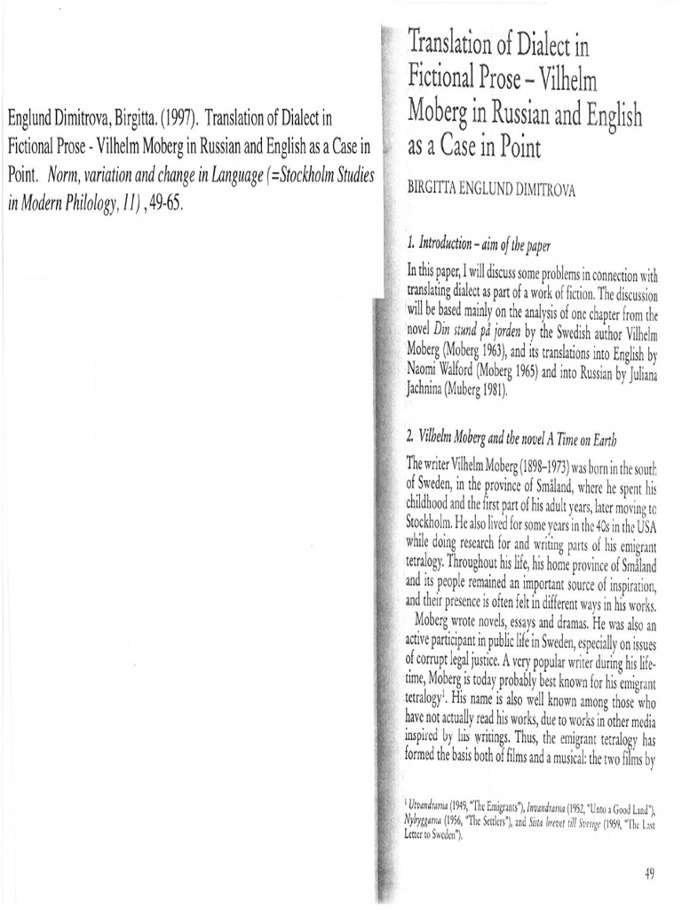 1997 Translation of Dialect in Fictional | PDF