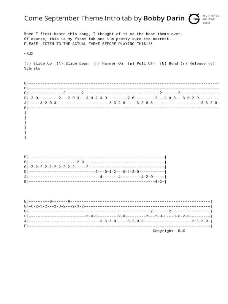 Come September Theme Intro Tab | PDF