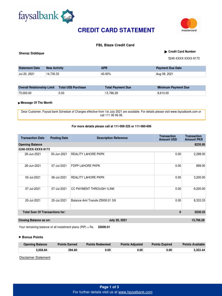Credit Card Statement | PDF | Credit Card | Financial Transaction