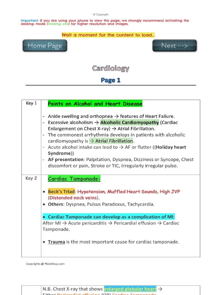 Cardiology - Plab 1 Keys | PDF | Facebook | Cyberspace