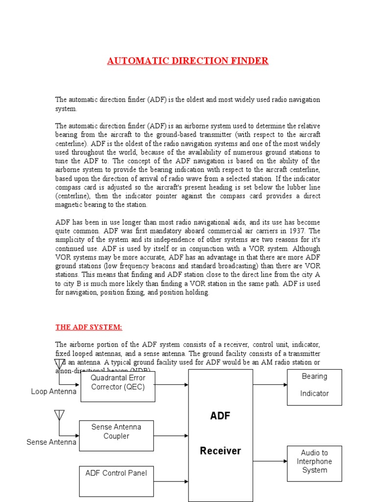 Automatic Direction Finder: The Adf System | PDF | Antenna (Radio ...