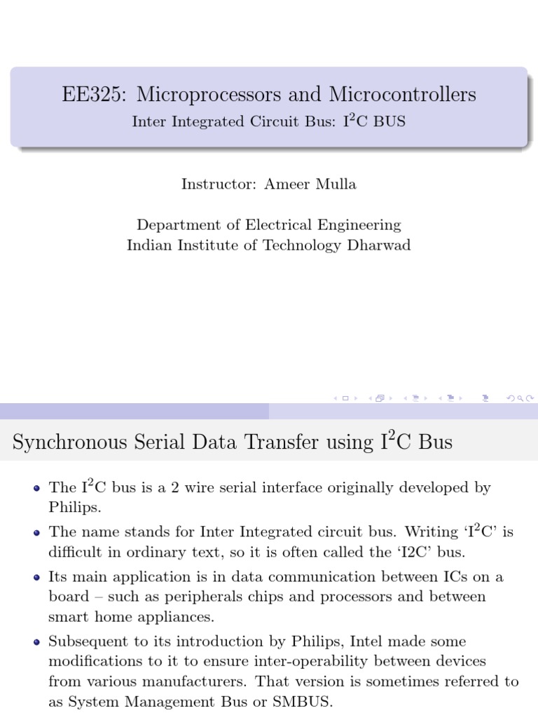 EE325: Microprocessors and Microcontrollers: Inter Integrated Circuit ...