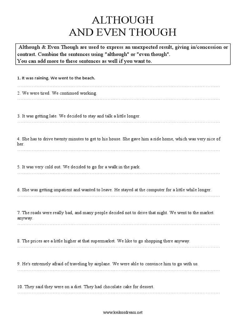 Although or Even Though - 70705 | PDF
