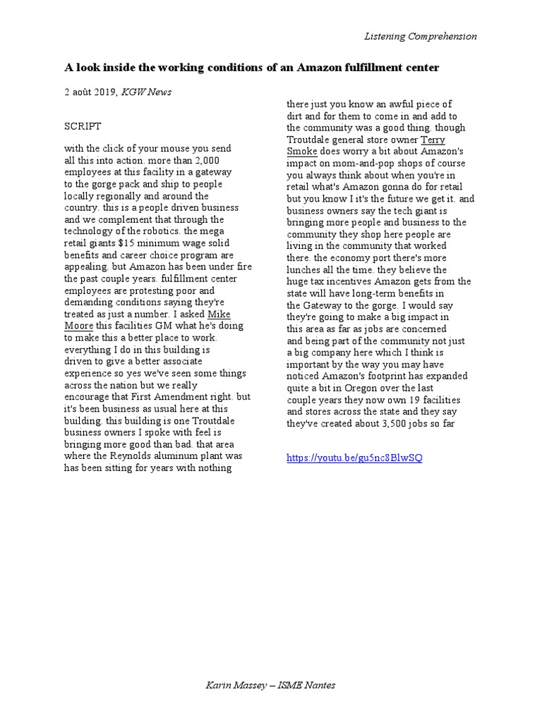 CO Amazon Fullfilment Center - Script Worksheet | PDF | Economies