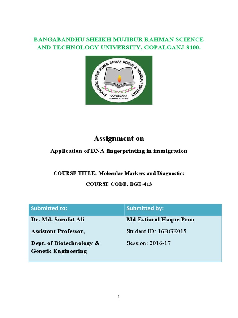 Assignment On: Bangabandhu Sheikh Mujibur Rahman Science and Technology ...