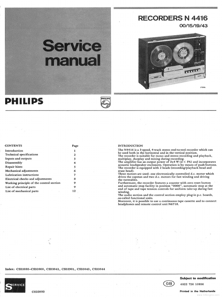 Philips n4416 Service en | PDF