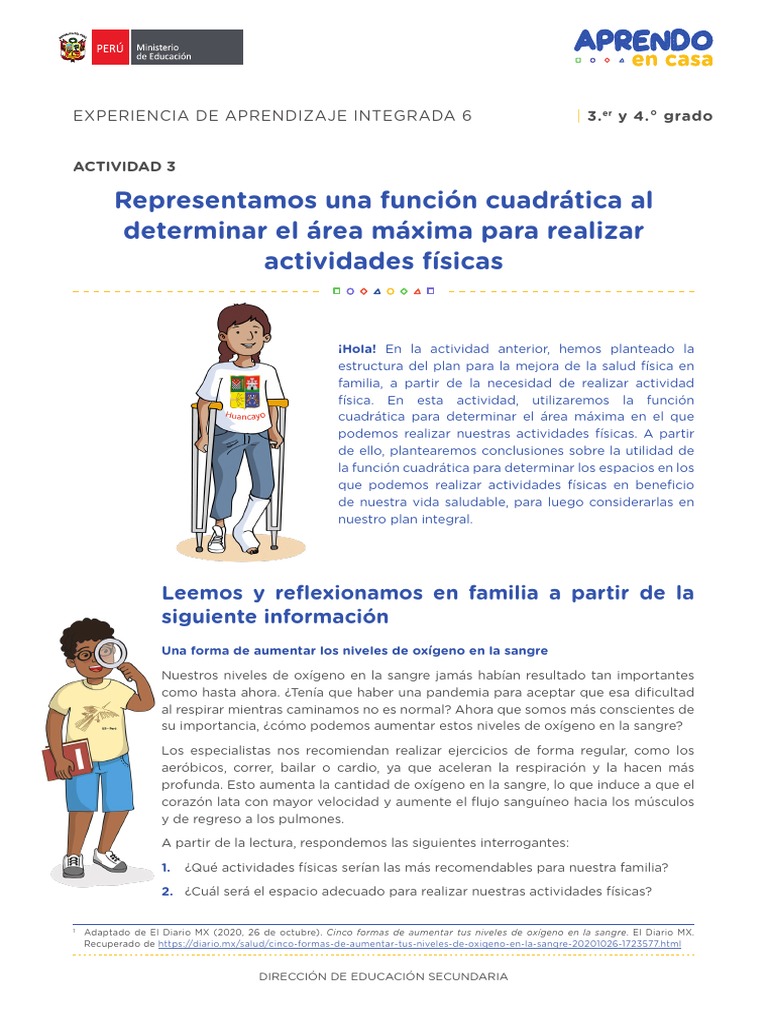 Exp6 Secundaria 3y4 Exploramosyaprendemo Actividad3 | PDF | Fórmula | Ejercicio aerobico