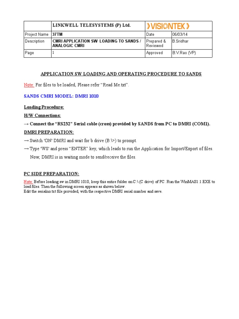 Loading Application Software and Operating Procedure for Sands and ...