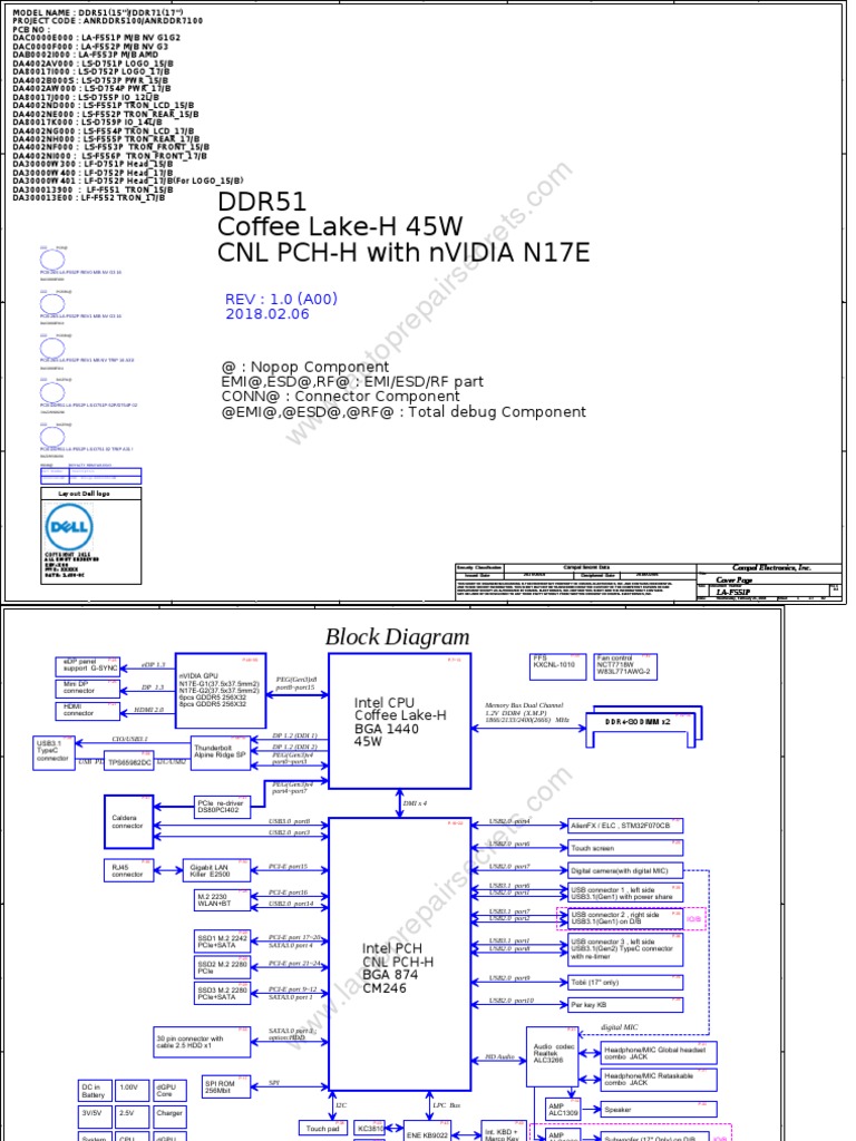 Dell Alienware 17 R5 DDR51 Compal LA-F551P LA-F552P LA-F553P Rev 1.0 ...