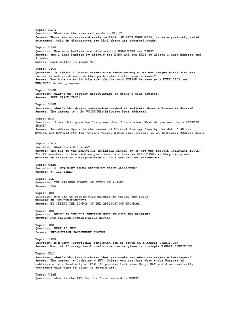 Mainframe Interview Q & A | PDF | Database Index | Data Management