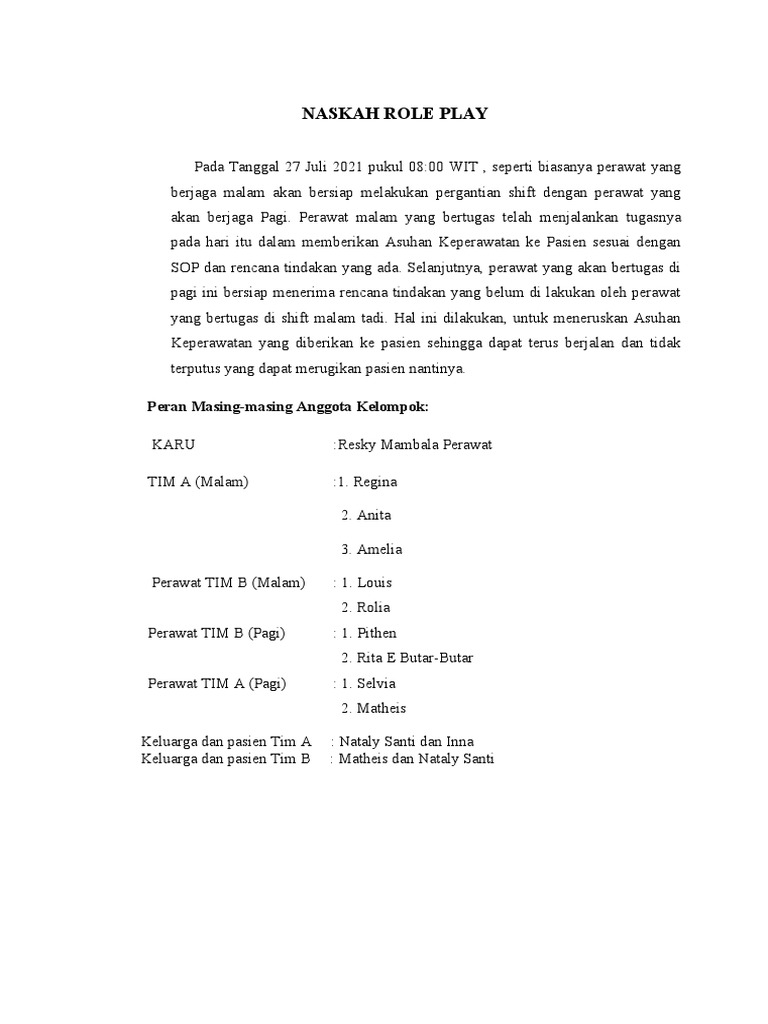 NASKAH ROLE PLAY Terbaru | PDF