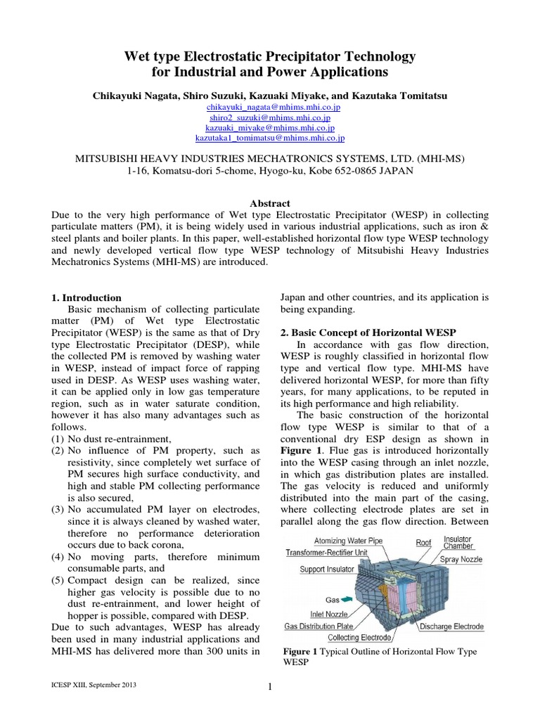 Wet Type Electrostatic Precipitator Technology For Industrial and Power Applications | PDF ...