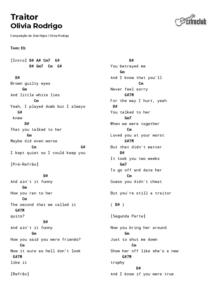 Olivia Rodrigo - Traitor - Cifra | PDF
