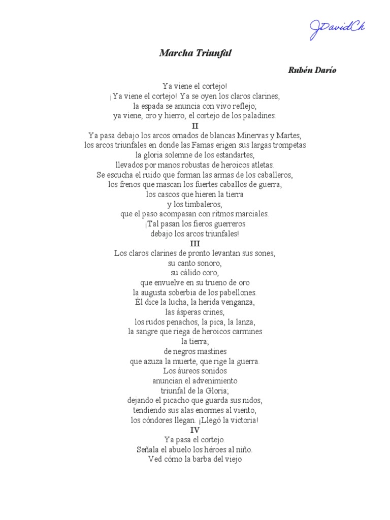 Marcha Triunfal de Rubén Darío | PDF