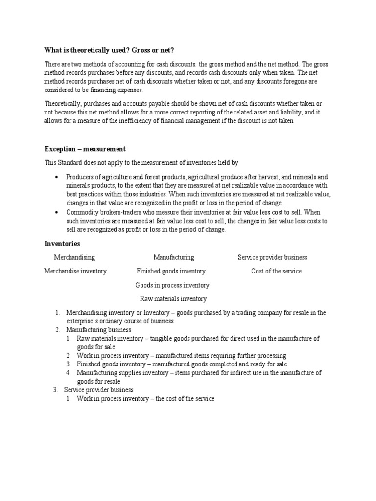 What Is Theoretically Used? Gross or Net? | PDF | Inventory | Goods